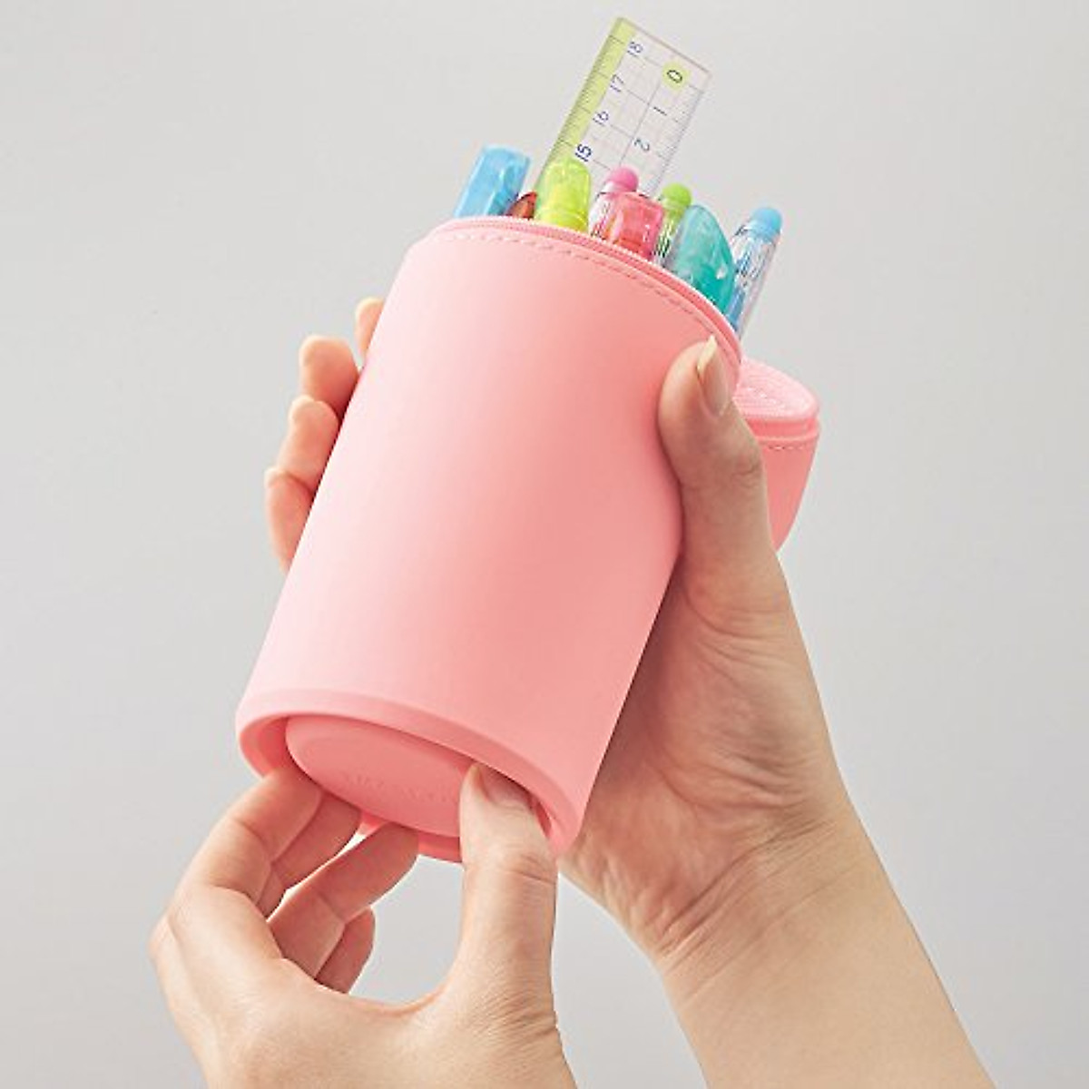 LIHIT LAB Kawaii Japanese Panda Large Stand Up Pencil Case For School Office College, Cute School Supplies, Animal Pen Holder Pencil Pouch Holder Girls, Artist Pencil Case, Panda (A7714-6)