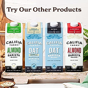 Califia Farms - Oat Barista Blend Oat Milk, 32 Oz (Pack of 6), Shelf Stable, Dairy Free, Plant Based, Vegan, Gluten Free, Non GMO, High Calcium, Milk Frother, Creamer, Oatmilk
