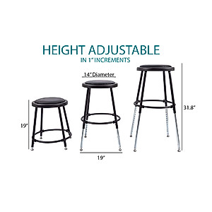 Stand Up Desk Store Stackable Adjustable-Height Classroom Office Workstation Stool (Black)
