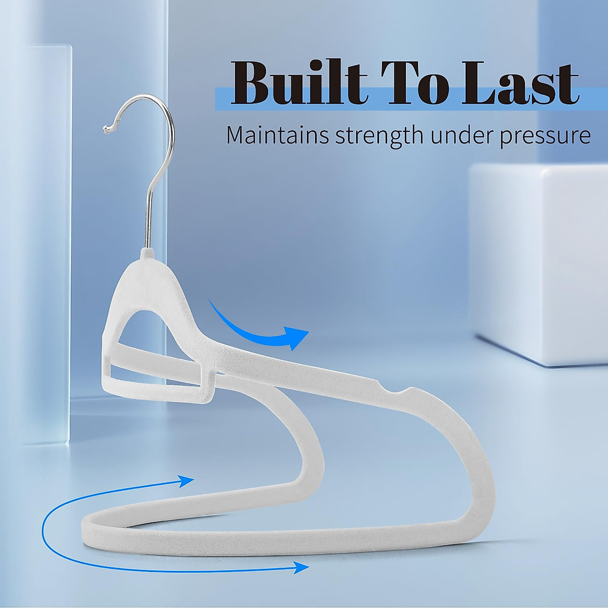 Smartor White Velvet Hangers 60 Pack, Space Saving Clothes Hangers with Tie Bar, Non-Slip Felt Hangers with Shoulder Notches, Heavy Duty Suit Hangers for Coat, Shirt, Pants, Dress