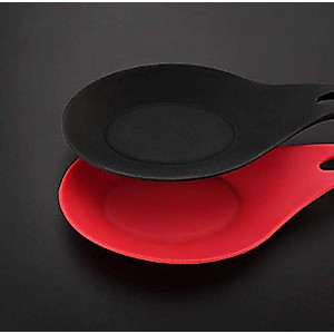 3PCS Black Silicone Spoon Rests Kitchen Scoop Bracket Stand Spoon Shelf Utensil Spatula Holder for Home Restaurant Supply