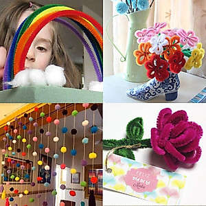 INFLORAL 1600+ Set Decorative toy mobiles and plush toys for Children made of felt/Bendable toys for Kids - Craft Accessories for Toddlers Googly Eyes Pipe Cleaners Poms Feathers Buttons Sequins