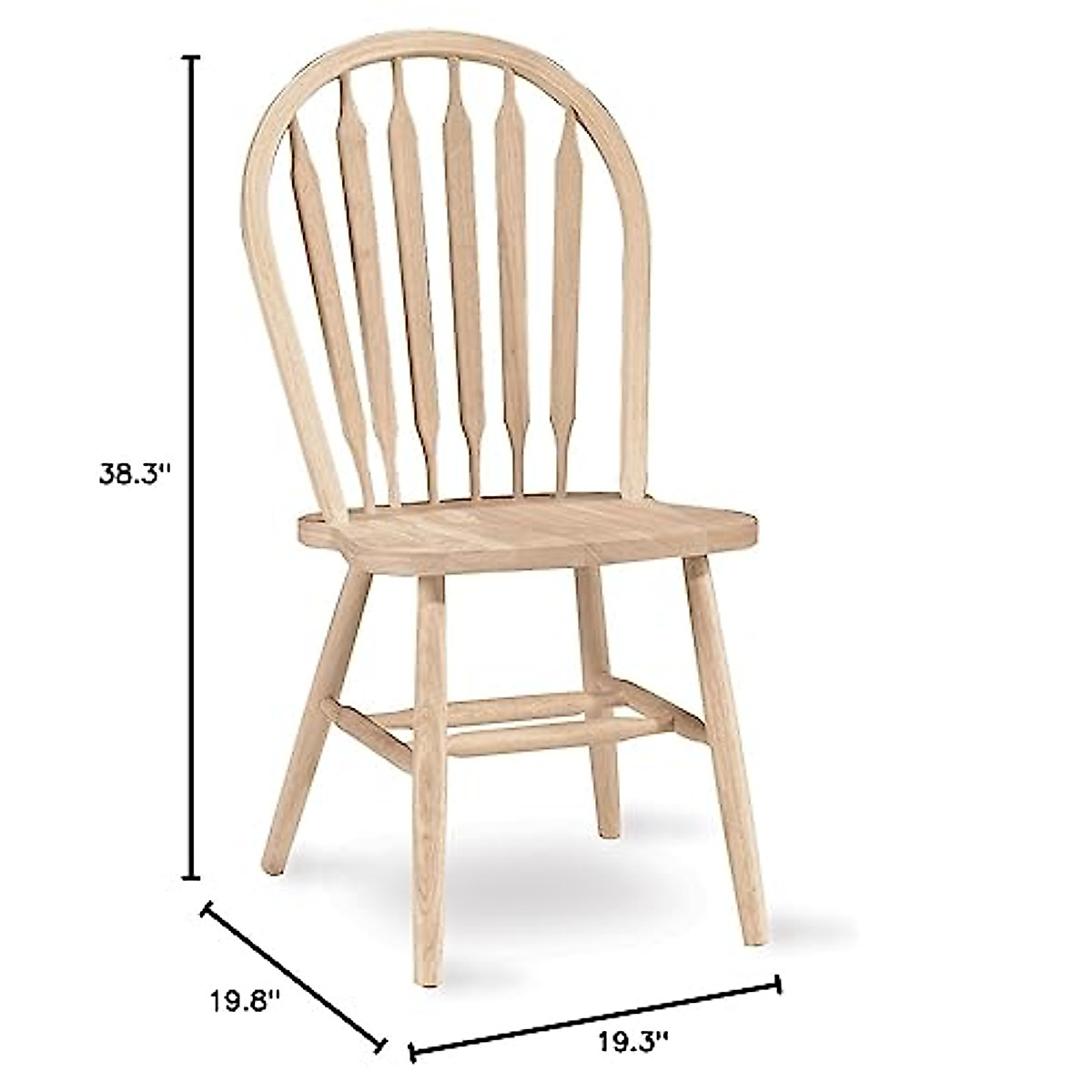 International Concepts 37-Inch Arrow Back Chair, Unfinished, Fabric