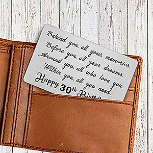30th Year Old Happy Birthday Gifts, Funny 30th Birthday Gifts for Women Men Him Her, Engraved Wallet Insert Card Decorations Present