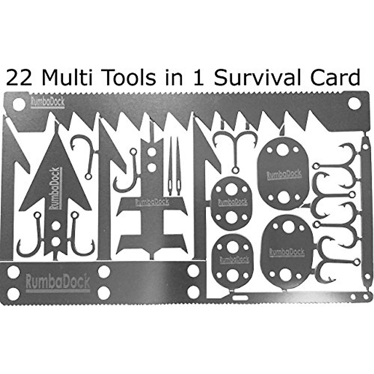 Survival Gear Credit Card Multi Tool (2 Pack) -Best Bug Out Bag Shtf Camping Multipurpose EDC Multitool - Fishing Hooks; Arrowheads; Saws, Hunting Survival Kit, Disaster Preppers Emergency Gift Idea