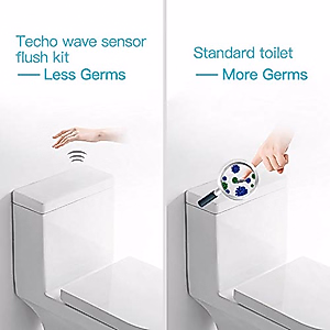 Techo Touchless Toilet Flush Kit with 8” Sensor Range, Adjustable Sensor Range and Flush Time, Automatic Motion Sensor Powered by Batteries