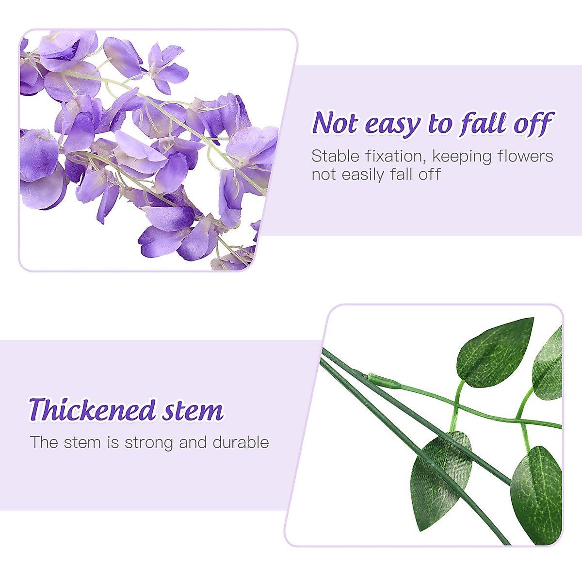 IMIKEYA 12 Pieces Wisteria Artificial Flower 3.25 Feet Wisteria Vine Ratta Hanging Garland Silk Fake Wisteria Flowers String for Wedding Party Decor, Blue