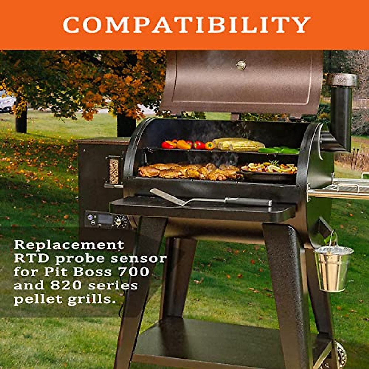 Replacement RTD Temperature Probe Sensor for Most Pit Boss 700& 820 Series Wood Pellet Smoker Grills, RTD High-Temperature Meat Barbecue Probe Sensor