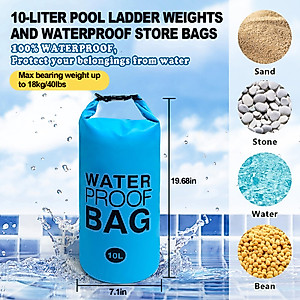 KITCHSTAR Pool Step Weights, Pool Ladder Weights for Above Ground Pools, Waterproof Sand Bags for Pool Steps with Heavy-Duty Nylon & Handle, Work with Above Ground and in-Ground Pool Steps 10Lx2PCS