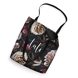 Tali - Elegant Floral Rose & Peony Personalized Name Tote Bag