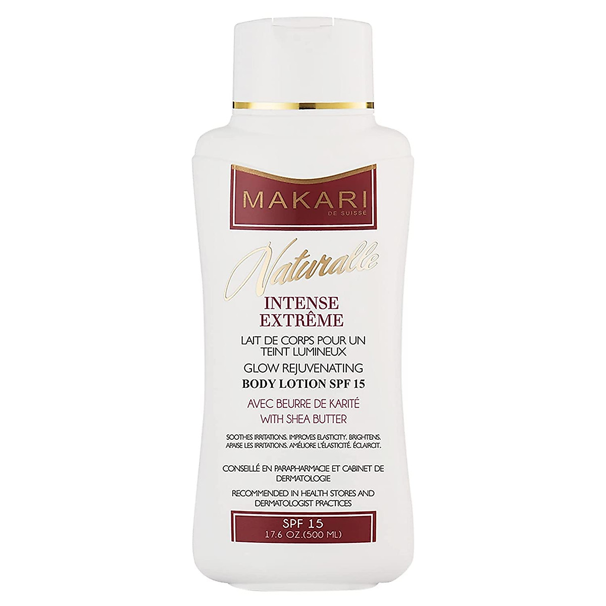 Makari Naturalle Intense Extreme Body Lotion SPF15 (17.6 oz) | Toning Body Lotion for Dry to Normal Skin Types | Brightens Complexion and Helps Fade Marks | Soothes and Conditions with Shea Butter