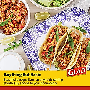 Glad Square Disposable Paper Plates for All Occasions | Soak Proof, Cut Proof, Microwaveable Heavy Duty Disposable Plates | 8.5" Diameter, 50 Count Bulk Paper Plates