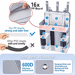 HHZ XL Hanging Diaper Caddy Organizer –Sturdy and Durable Baby Organizer – Diaper Stacker for Changing Table, Crib, Playard or Wall & Nursery Organization – Newborn Baby Essentials (Grey New)