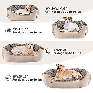 JOEJOY Rectangle Dog Bed for Large Medium Small Dogs Machine Washable Sleeping Dog Sofa Bed Non-Slip Bottom Breathable Soft Puppy Bed Durable Orthopedic Calming Pet Cuddler, Multiple Size, Beige