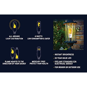 HoogaLife LED Flame Effect Light Bulbs - E26 LED Bulb with Gravity Sensor Flame Night Bulb for Holiday Gifts Home Hotel Bar Party Decoration (2 Pack)