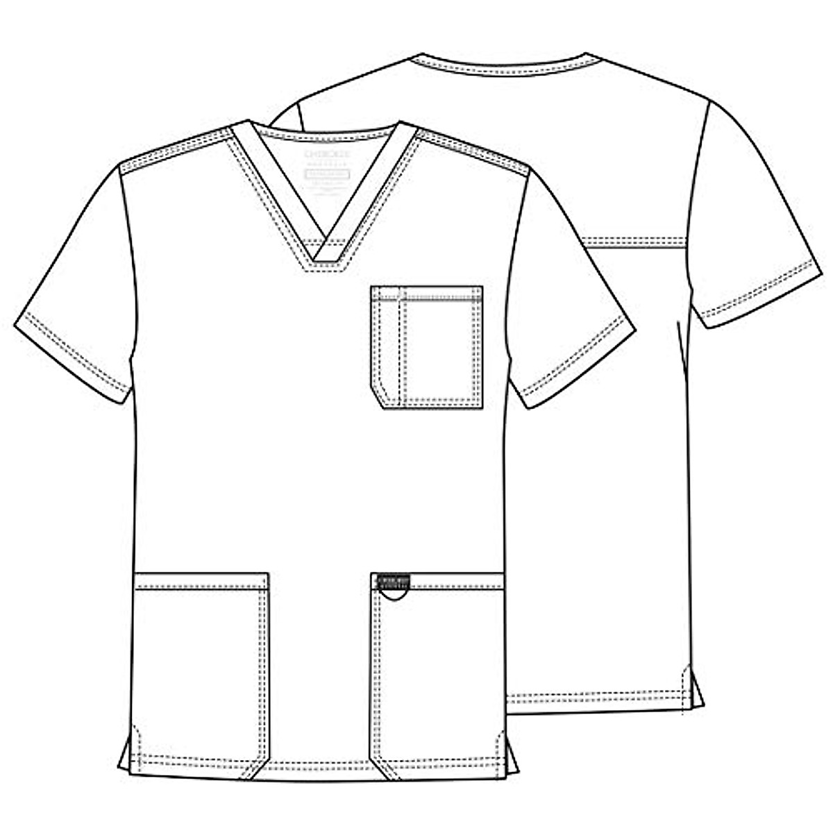 Cherokee V- Neck Men's Scrubs Top with Pockets WW670, L, Black