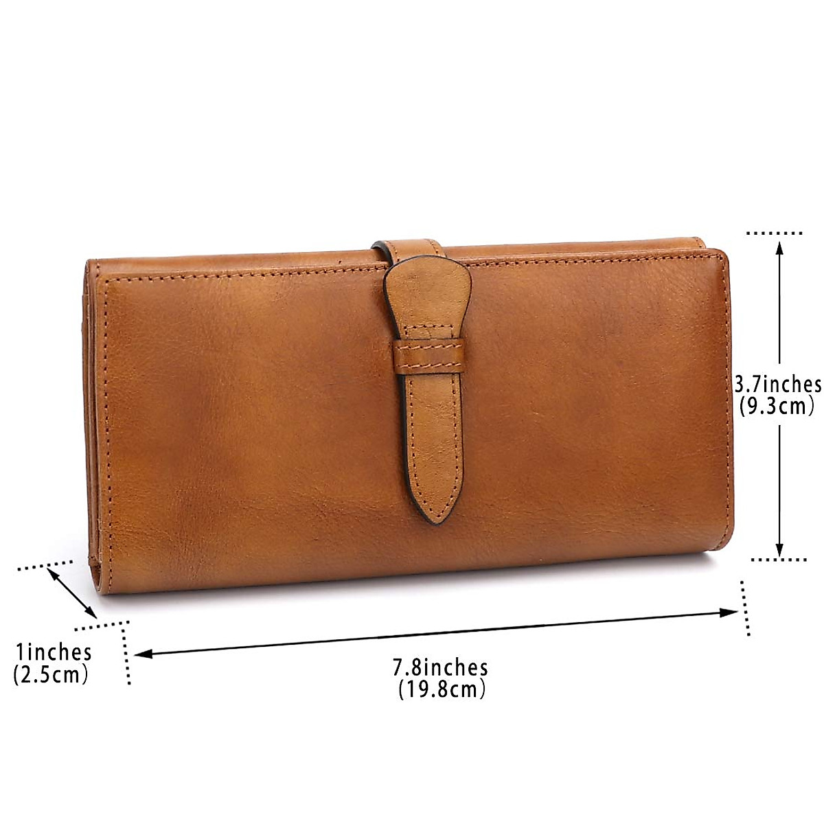 Genuine Leather Wallet Women long Purse Clutch Vintage Cowhide Handmade Card Holder Organizer (Brown)