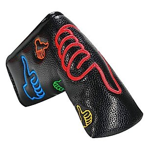 DBYAN Black Thumb Patterned Design Blade Golf Putter Head Cover with Velcro Closure