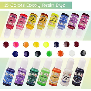LET'S RESIN Epoxy Resin Dye,15 Color Translucent Epoxy Resin Pigment,Non-Toxic Concentrated Epoxy Resin Paint Each 0.35oz,Liquid Resin Colorant for Resin Coloring,Epoxy Resin,Resin Molds