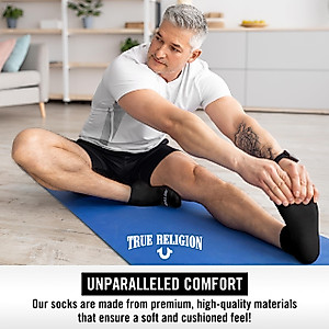 True Religion Mens Socks Low Cut No Show Socks for Men Premium Athletic Men's Socks 12 Pairs Black