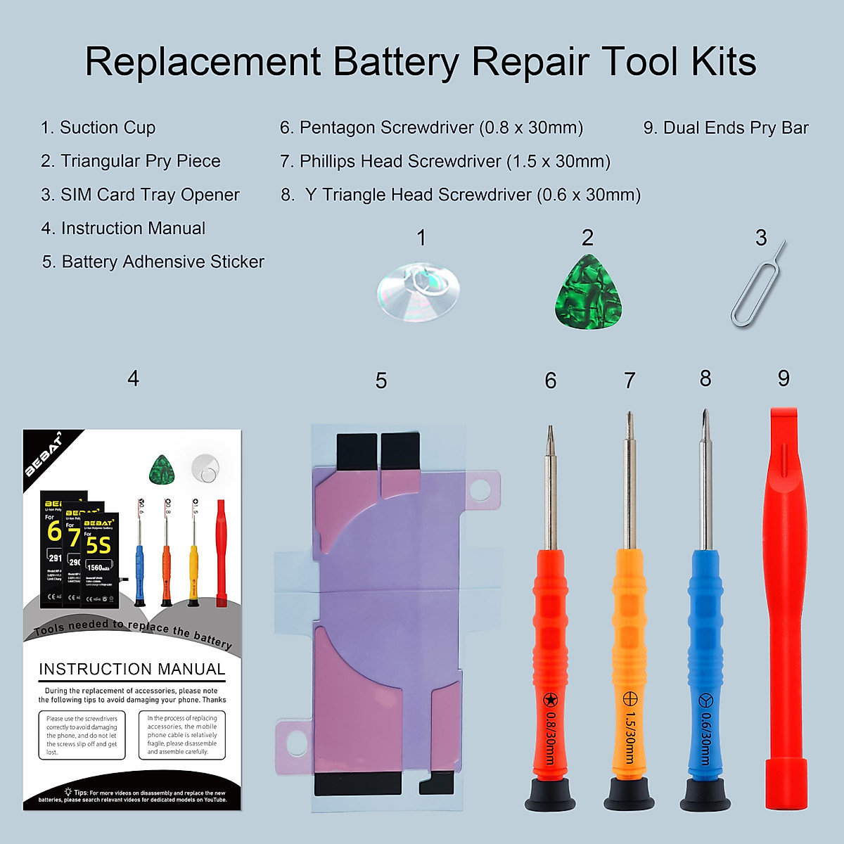 BEBAT Replacement for iPhone 12 Mini Battery, 4300mAh High Capacity Li-ion Polymer Replacement Battery for Model A2399 A2400 A2398 A2176 with Professional Repair Tool Kits