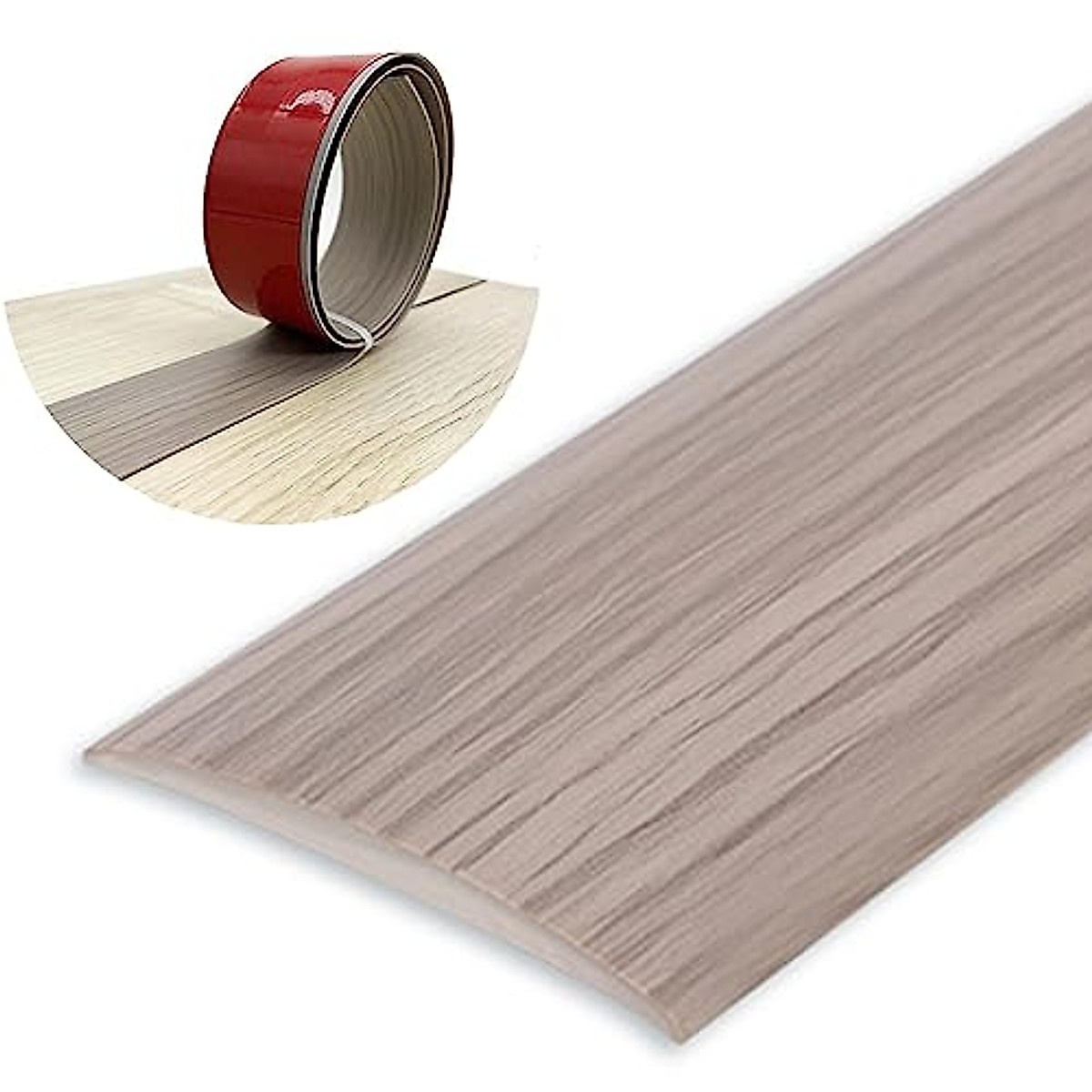 Floor Transition Strip 2" Wide Vinyl Floor Self Adhesive Flat Vinyl Flooring Laminate Floor Strip with Strong Backing for Joining Floor Gaps (3.3Ft,Grey Wood)
