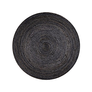 Handmade Natural Fiber Round Collection 2' Round Natural Handmade Boho Charm Farmhouse Jute Area Rug (Black)