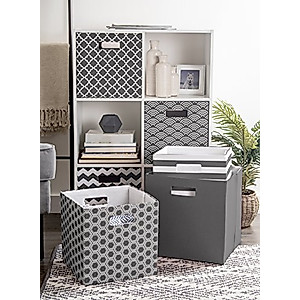DII Hard Sided Collapsible Fabric Storage Container for Nursery, Offices, & Home Organization, (13x13x13") - Lattice Gray