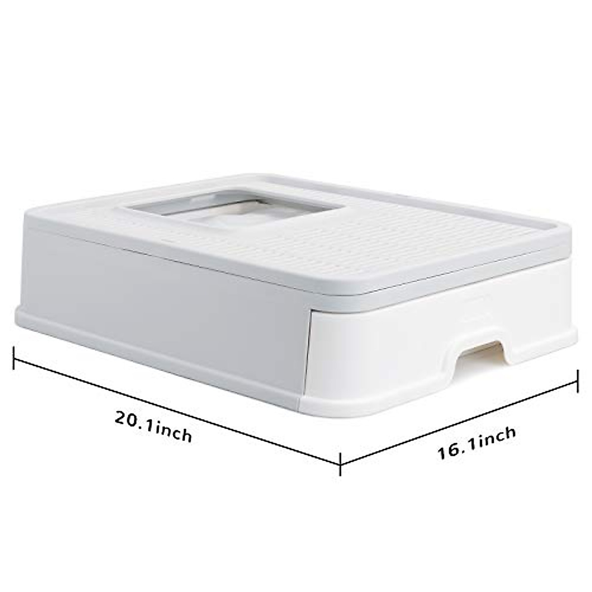 Petphabet Cat Litter Box, Square Foldable Jumbo Hooded Cat Litter Box with Plastic Scoop (Grey)