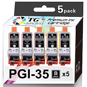 TG Imaging (5xBlack) Compatible PGI35 Ink Cartridge Replacement for Canon PGI-35 (Black Only) PIXMA IP100B IP100 IP110 Printer (Black, 5 Pack)