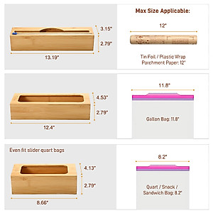 Delamu Ziplock Bag Organizer - 5 Separate Plastic Bag Organizers for Kitchen Drawer - Foil and Plastic Wrap Dispenser with Cutter 12" Roll, Baggie Organizer for Gallon, Quart, Snack, Sandwich Bags