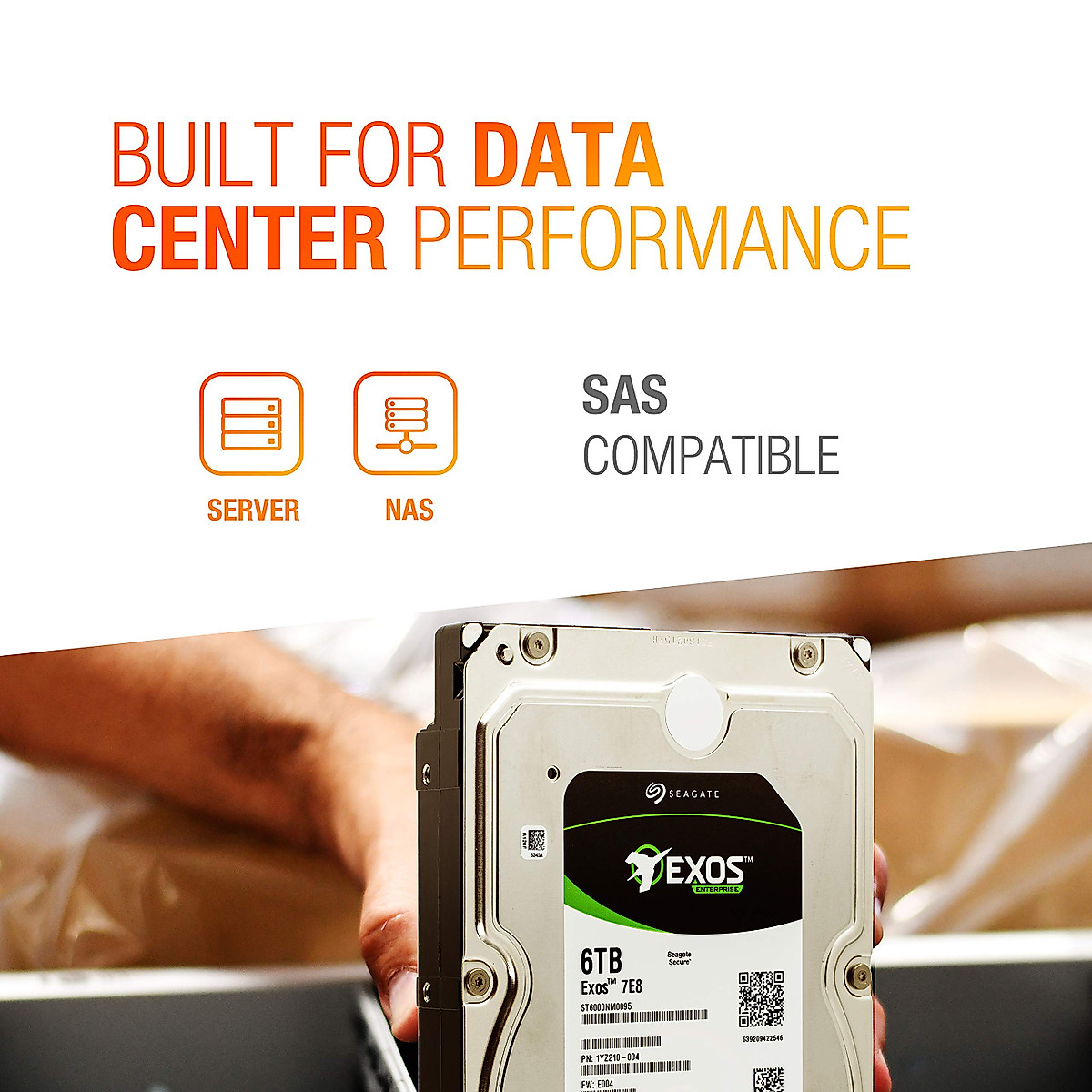 Seagate Exos 7E8 6TB 7200 RPM 512e SAS 12Gb/s 256MB Cache 3.5-Inch Enterprise Hard Drive - ST6000NM0095 (Renewed)