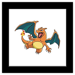 Trends International Gallery Pops Pokemon - Charizard Wall Art, Black Framed Version, 12'' x 12''