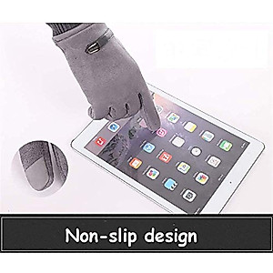 XJXJ Suede Gloves Men's Autumn and Winter Windproof Warm Non-slip Touch Screen Plus Velvet Thickening Riding Motorcycle. anti arthritis gloves (Color : Grey)