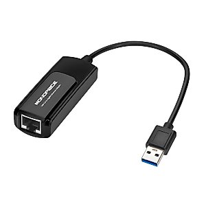 Monoprice USB 3.0 to Gigabit Ethernet Adapter, Supports 10/100/1000 Mbps Connections, Plug-N-Play, Compatible with Windows, MacOS, Linux, and Android Systems