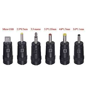 SoulBay DC01U USB Charging Cable to Universal 5.5x2.1 Jack with 6 Interchangeable DC Plugs 2.5x0.7mm, 3.0x1.1mm, 3.5x1.35mm, 4.0x1.7mm & Micro USB Connector, 3.3Ft 5V Cord