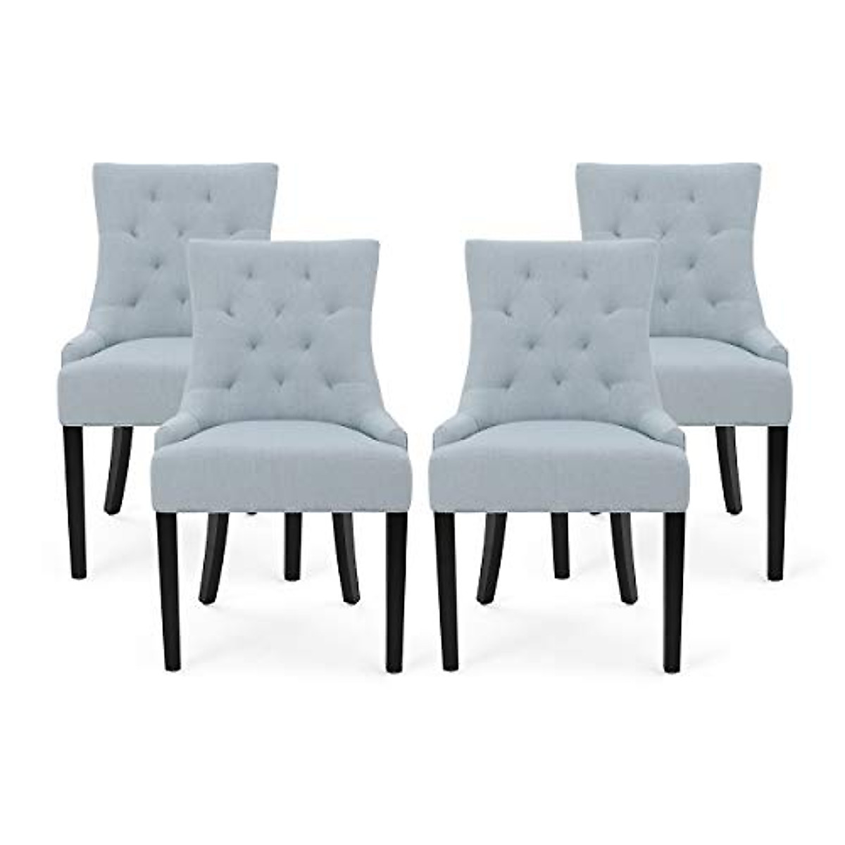 Christopher Knight Home Irene Contemporary Tufted Fabric Dining Chairs (Set of 4), Light Sky, Espresso