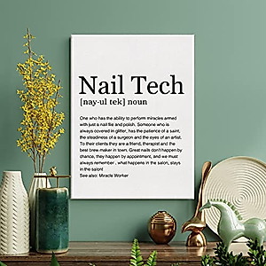 LEXSIVO Nail Tech Definition Print Canvas Wall Art Home Office Decor Modern Minimalist Painting 12x15 Canvas Beauty Poster Framed Ready to Hang Salon Artwork