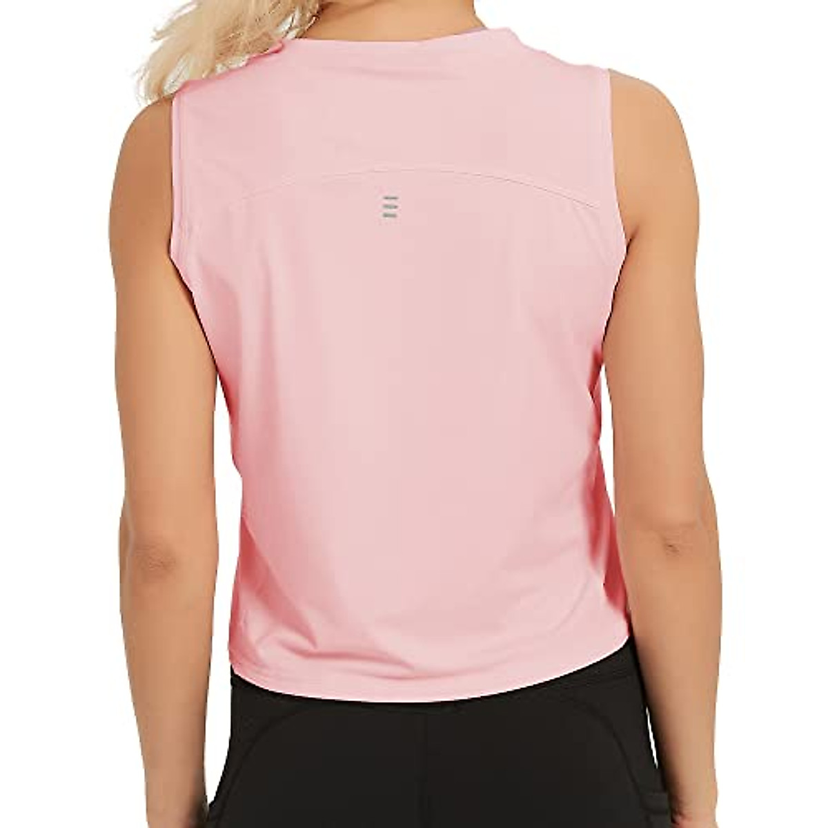 Stelle Women's Workout Tops Sleeveless Yoga Tank Tops Running Gym Crop Tops (Pink,M)
