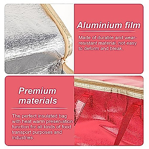UPKOCH Cake Decorations Insulated Food Bag Cooler Bag Grocery Tote Insulation Bag Pizza Warmer Thermal Food Carrier for Hot and Cold Meal Red Insulated Bag