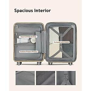 LUGGEX Black Carry On Luggage with Spinner Wheels, PP Lightweight Suitcase with 14 Inch Case, Expandable Luggage 2 Piece