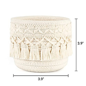 Mkono 4 Pcs Macrame Storage Baskets Boho Decor Box Makeup Brush Holder Organizer