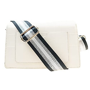 DEEPMEOW Wide Purse Straps Replacement Crossbody, Adjustable Retro Jacquard Guitar Strap, Multi-pattern Shoulder Bag Straps with Gold Hardware for Handbag (B-Silver black strap)