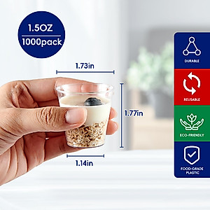 JOLLY CHEF 1000 Plastic Shot Glasses-1.5 oz Disposable Cups-1.5 Ounce Plastic Shot Cups Perfect for Weddings Halloween, Thanksgiving, Christmas Party
