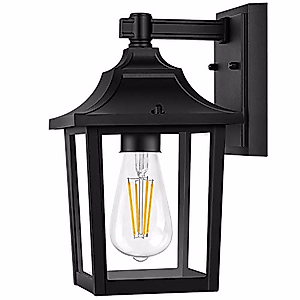 Outdoor Wall Lights, Black Outdoor Light Fixtures Wall Mount Porch Lights, Exterior Light Fixtures Outdoor Sconce with Matte Finish, E26 Base, Anti Rust Modern Wall Lantern for Entryway, Garage, Patio