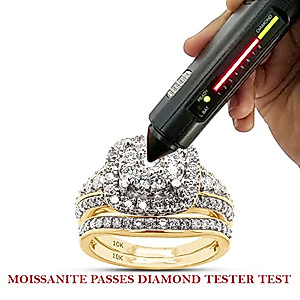 SAVEARTH DIAMONDS 1 1/4 CTTW Round Cut Lab Created Moissanite Diamond Double Halo Bridal Set Wedding Ring In 10K Solid Yellow Gold (VVS1 Clarity, 1.25 Cttw)-8