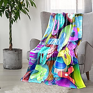 Plush Blanket Throw Blanket Warm Cozy Soft Microfiber Blankets, Easter Eggs