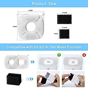 Carcent Cat Water Fountain Filter, 16 PCS Pet Fountain Replacement Filters - 8 Pack Replacement Pre-Filter Sponges & 8 Pack Replacement Filters for 95oz and 67oz Automatic Pet Water Fountain