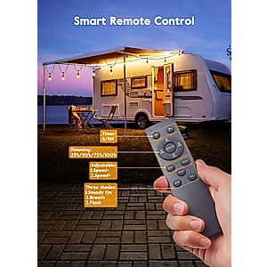 Brightown 52FT LED Outdoor String Lights with 3 Lighting Modes, Outside Dimmable Patio Lights with Timer, Waterproof Hanging Lights for Outside Garden Yard Balcony Backyard Cafe