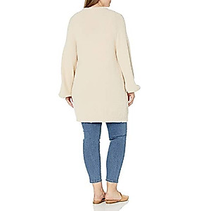 The Drop Women's Mirabelle Long Belle Sleeve no Closure Fuzzy Jersey Cardigan, Sandstorm, XS